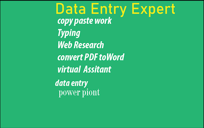Do excel data entry work, typing, copy paste ,convert pdf to word by Awaiskabeer445 | Fiverr