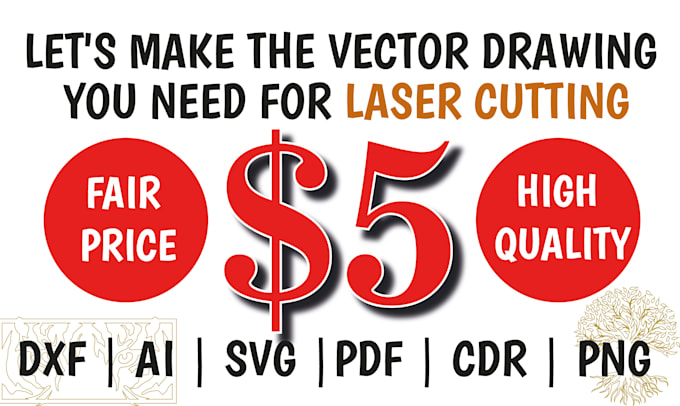 Draw custom vector file for laser cutting dxf svg ai cdr pdf by Caglaan ...