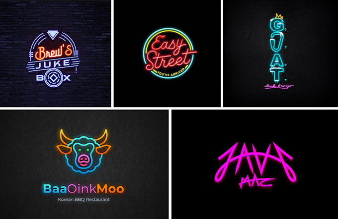 Create neon logo, neon light, neon signs, neon text, neon icons design ...