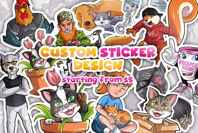 Do sticker design with cartoon style for merchandise by Alterlustration ...