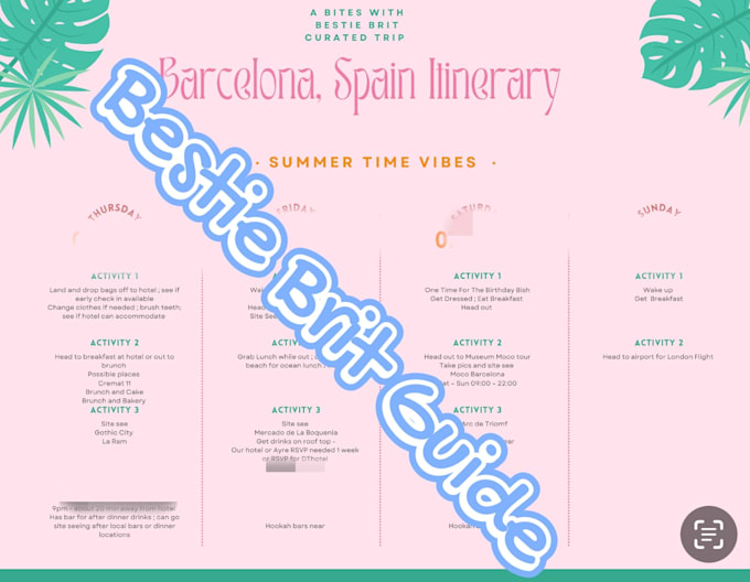 Curate the best itinerary for you by Bestofbritney | Fiverr