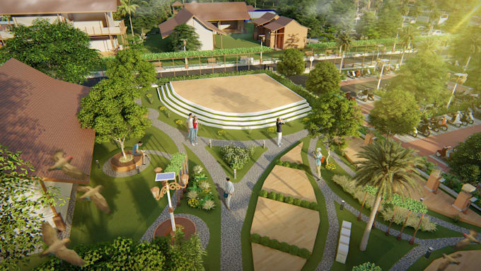 Design your playground, community landscape park, public space with 3d ...