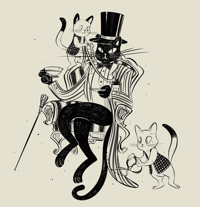 Draw illustration in ink vintage style by Alena_ribk | Fiverr