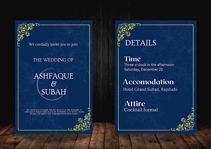 Design unique invitation card within 12 hours by Ahnafmusfiq69 | Fiverr