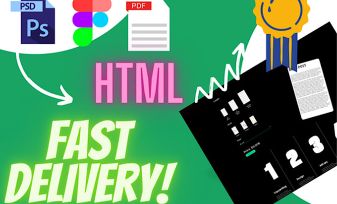 Turn psd pdf figma to html css web, email, signature by Alekszahariew ...