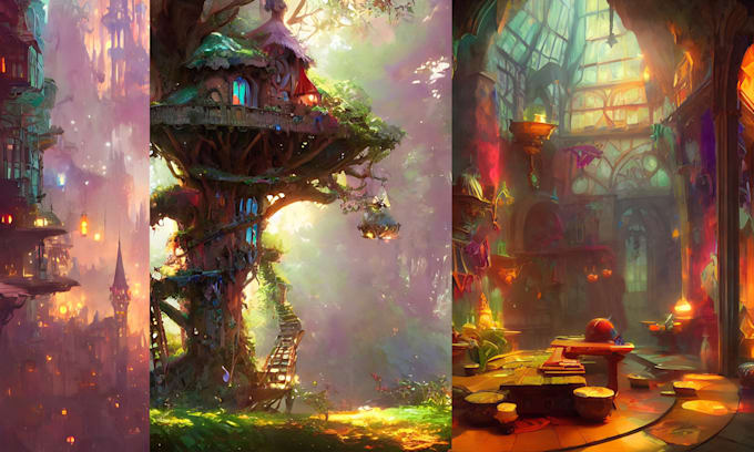 Create an illustration of a fantasy world landscape by Kiramagicart ...