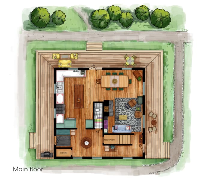 Create hand drawn, fully colored floor plans for your airbnb listing by ...