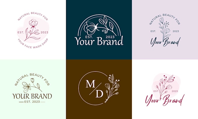 Do hand drawn boho botanical feminine watercolor floral signature logo ...