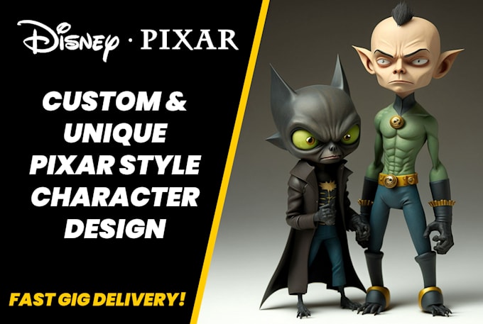 Create unique custom cartoon pixar style character designs by ...