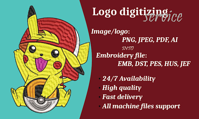 Do custom embroidery digitizing into dst, emb, pes, jef by Az_toxic ...