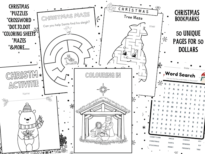 Draw christmas coloring book, activity book for kdp and etsy by Oomch5 ...