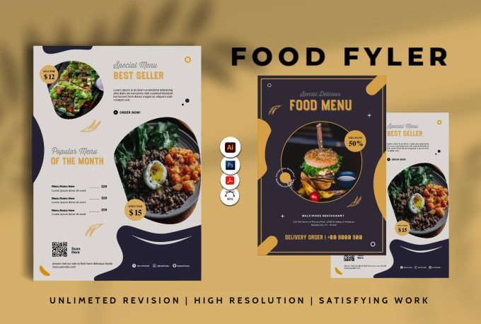 Design food menu flyer, digital menu, brochure by Franmirza | Fiverr