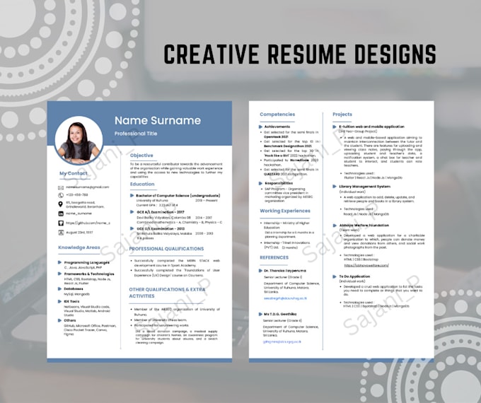 Design professional resume, cv by Sajee_p | Fiverr