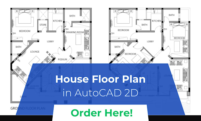 Create house plans site plan and master plan in autocad 2d by ...