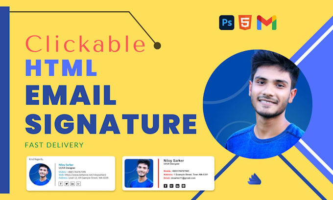 Create clickable html email signature for gmail, outlook by ...