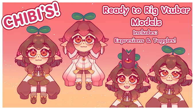 Draw a chibi vtuber ready to rig for live2d by Cookiechii | Fiverr