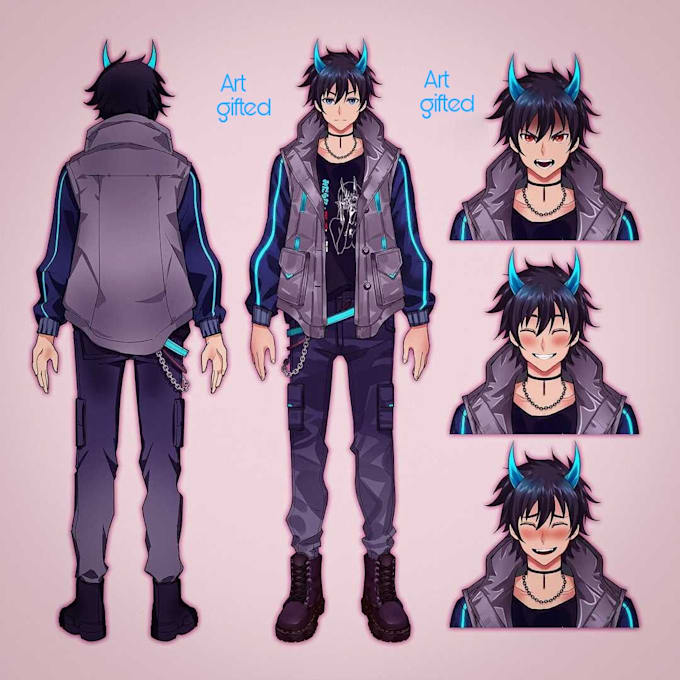 Draw custom reference sheet for your furry fursona character vrchat ...