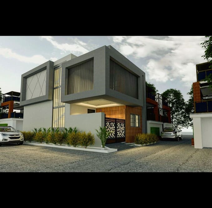 Design house front elevation exterior 3d render by Ifraqayyum | Fiverr