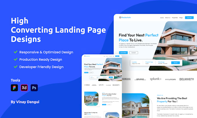Create an amazing ui design for your landing page by Vinaydangui | Fiverr