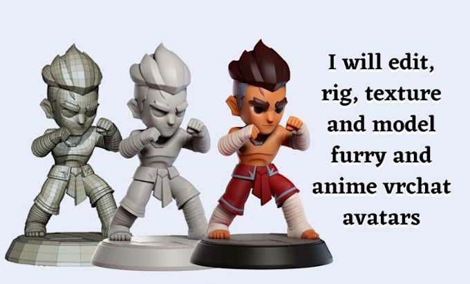 Edit, rig, texture and model furry and anime vrchat avatars by ...