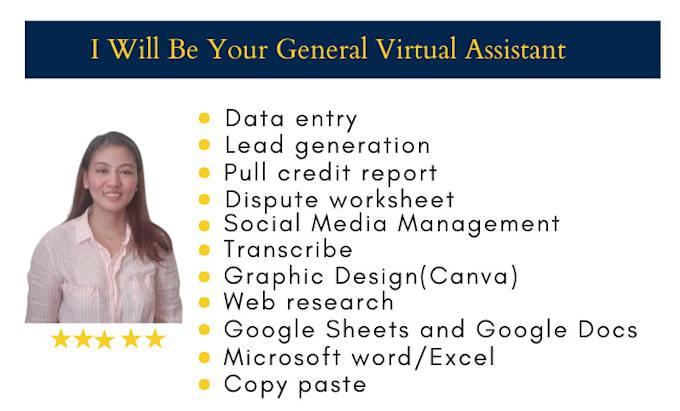 Be you general virtual assistant by Rhiza0626 | Fiverr
