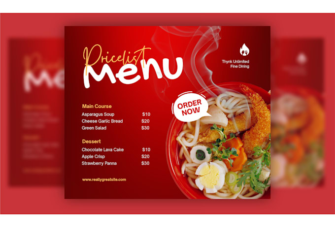 Design food menu, price list or flyer by Mehtabalikhilji | Fiverr