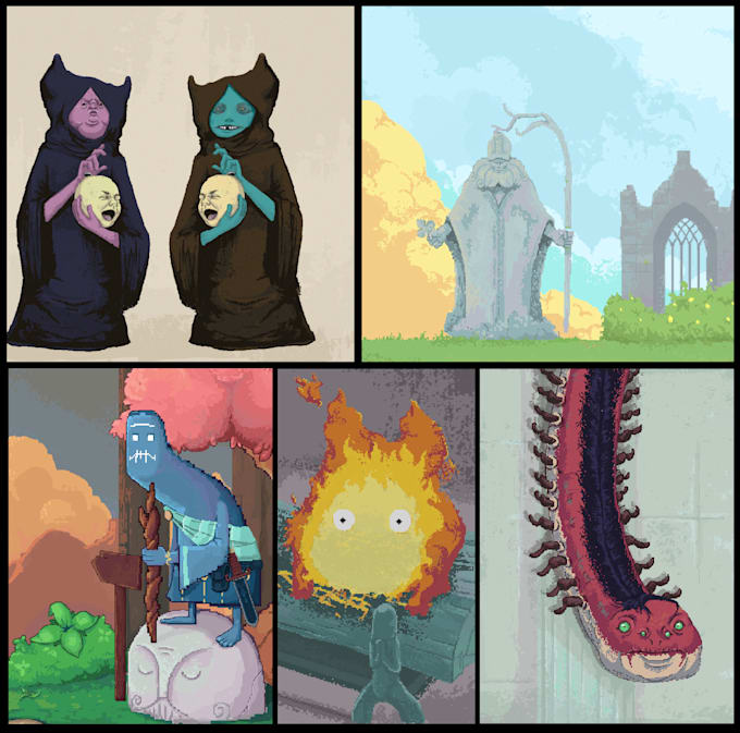 Draw pixel art character designs,background arts for you by Mert_kose ...