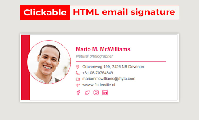 Professional html email signature design with clickable links by ...