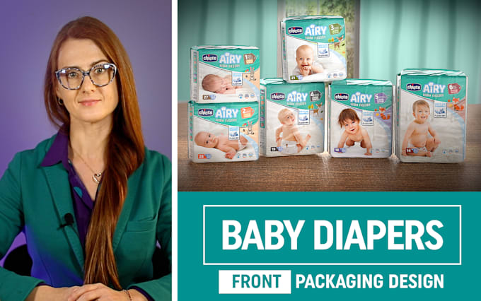 Create baby diaper diaper front packaging design by Grafanna | Fiverr
