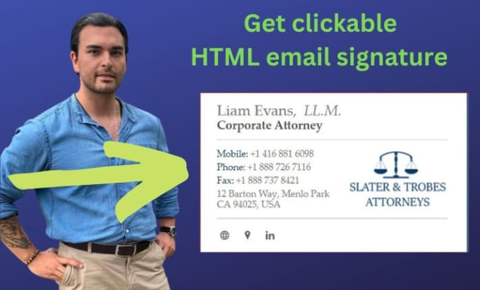 Create html email signature clickable email signature by Profreelan ...