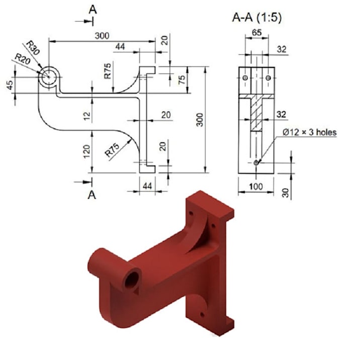 Design a 3d cad model from a 2d drawing or sketch using fusion 360 by ...