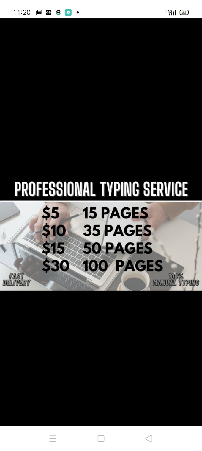 Do accurate fast typing job of 50 pages within 24 hours by Humagulzarr | Fiverr