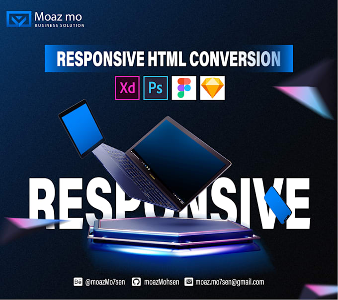 Convert your design figma, xd, psd to a responsive website by Moazmoahsen | Fiverr