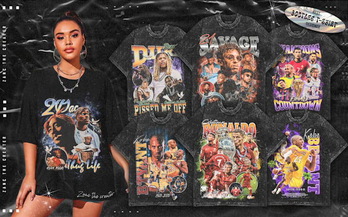 Design dope and catchy vintage bootleg rap tee by Zancthecreator | Fiverr