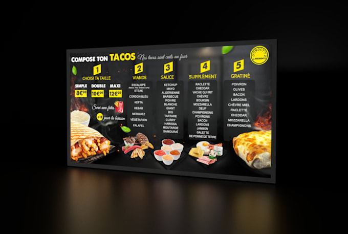 Create a professional digital menu board, dynamic and static menu ...