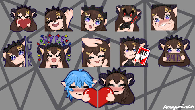 Draw you cute little emots for twitch or discord by Aragamisan | Fiverr