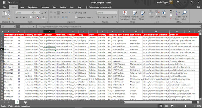 Build targeted b2b cold calling list and cold emailing list by Ayesha ... Build targeted b2b cold calling list and cold emailing list by Ayesha ...