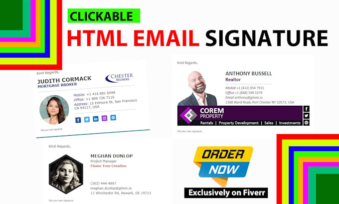 Make a clickable html email signature for outlook, gmail,etc by Fulmiaexpert | Fiverr