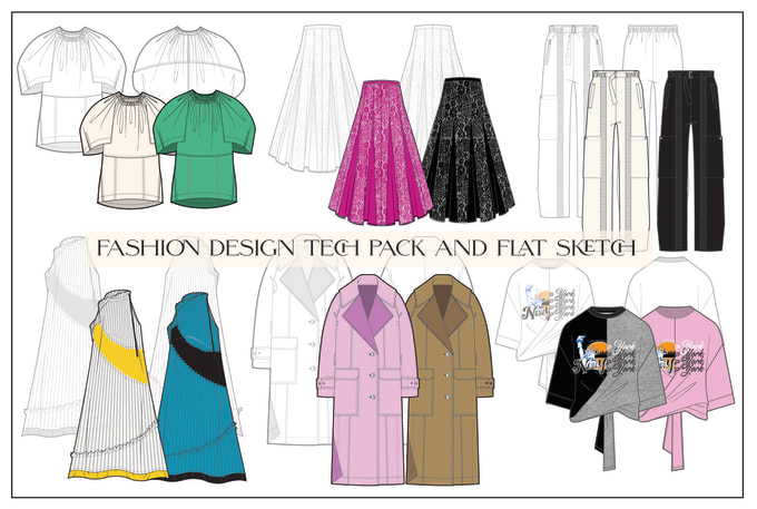 Create technical sketches and professional tech packs by Nicoleshores1 ...