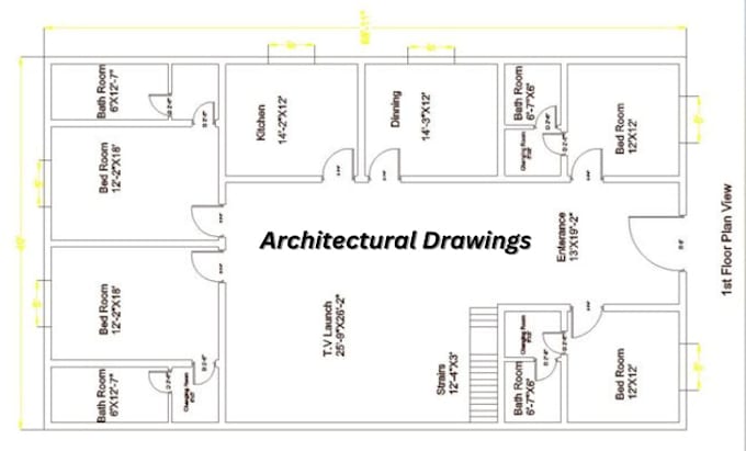 Draw 2d architectural floor design drawings by Abidpasha7860 | Fiverr