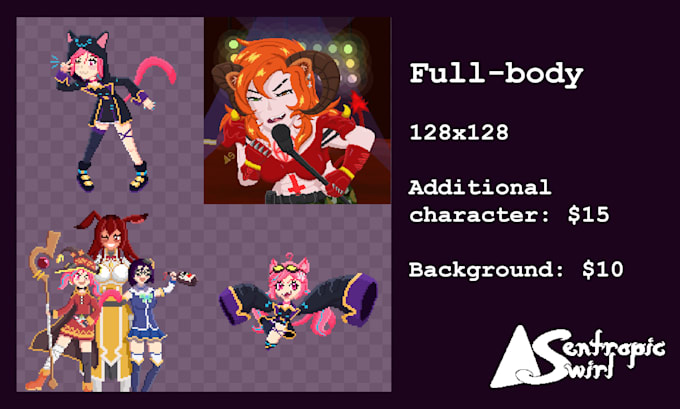 Draw a pixel art of your character or vtuber by Sentropic | Fiverr