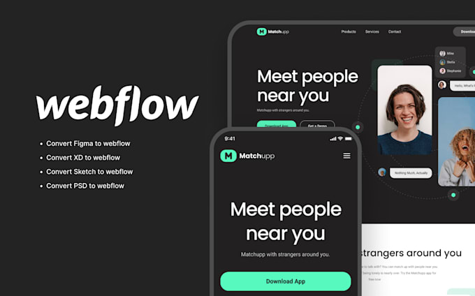 Convert your figma, xd, sketch designs to webflow website by Cptpana ...
