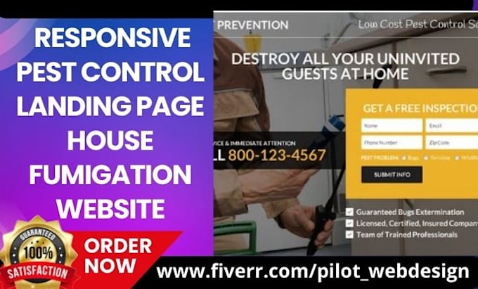 Design pest control landing page fumigation website for pest control ...