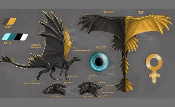 Draw a reference sheet for a character or creature by Matallsia | Fiverr