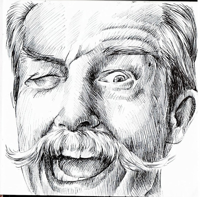 Draw an original cross hatched portrait by Paulacabecinha | Fiverr