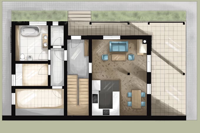 Draw interior design plan render sketch in procreate app by Mihaelamar ...