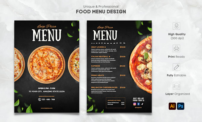 Make professional menu design for your business by Davidclemens | Fiverr