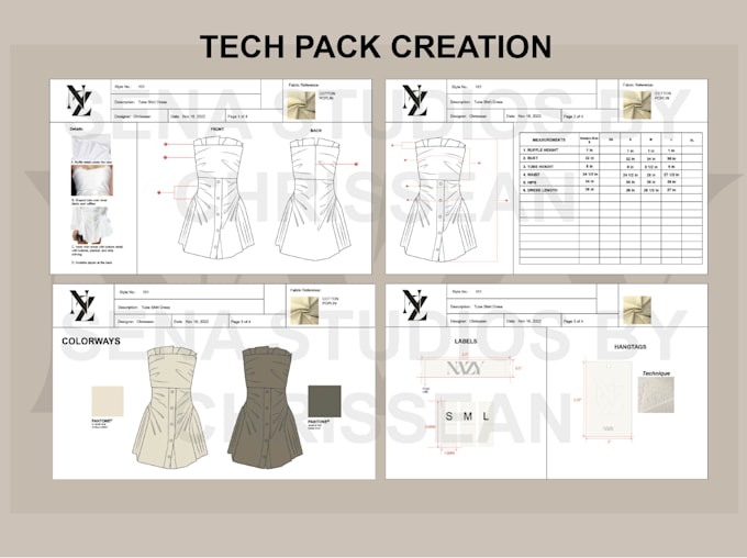 Create fashion tech packs for your clothing brand by Chrisseanmae | Fiverr