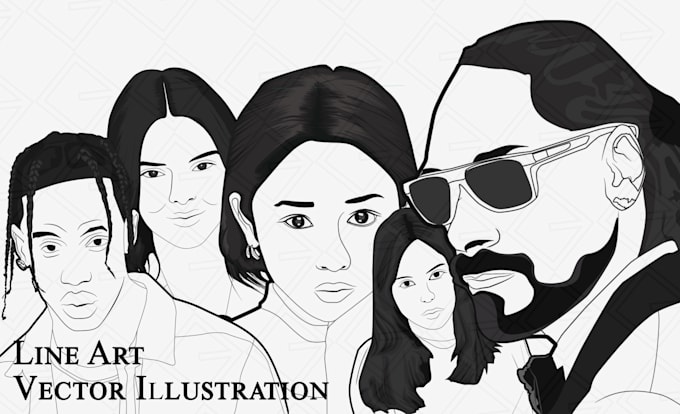 Create a cool line art,stencil,vector illustration based on your ...