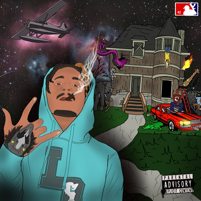 Draw a digital cartoon album cover by Baddtrippart | Fiverr